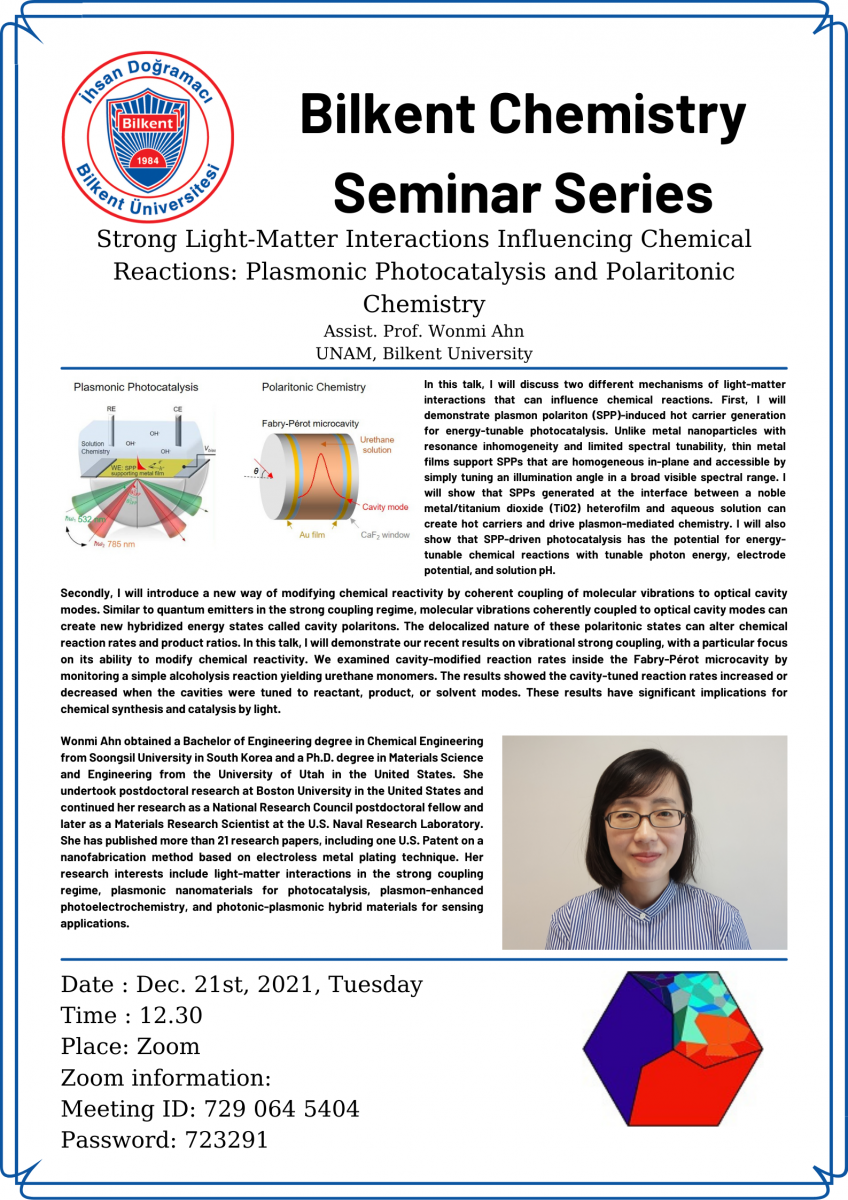 Fall ’21 Department Seminars with Dr. Wonmi Ahn – Department of Chemistry